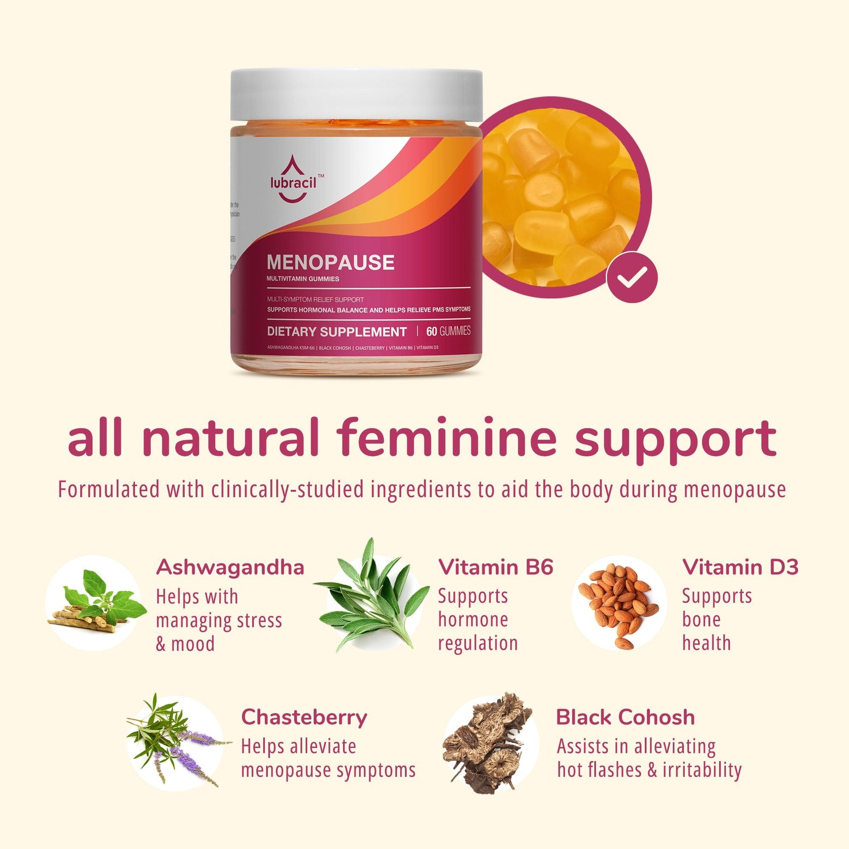 Lubracil Menopause Relief Gummies | Hormone Free & All Natural
